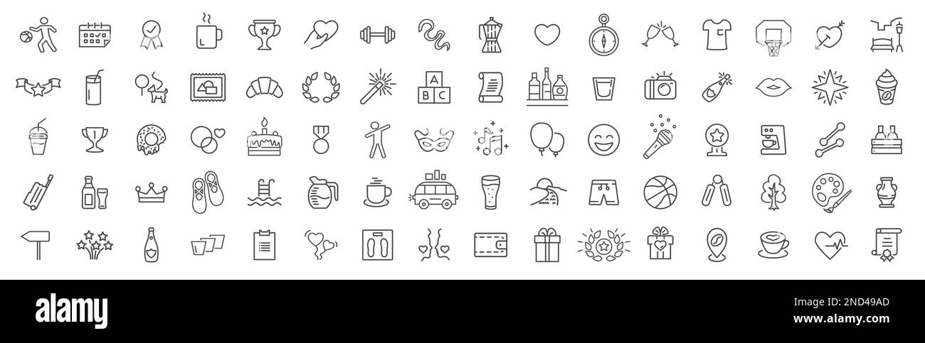 Lifestyle and entertainment line icons collection. Big UI icon set ...