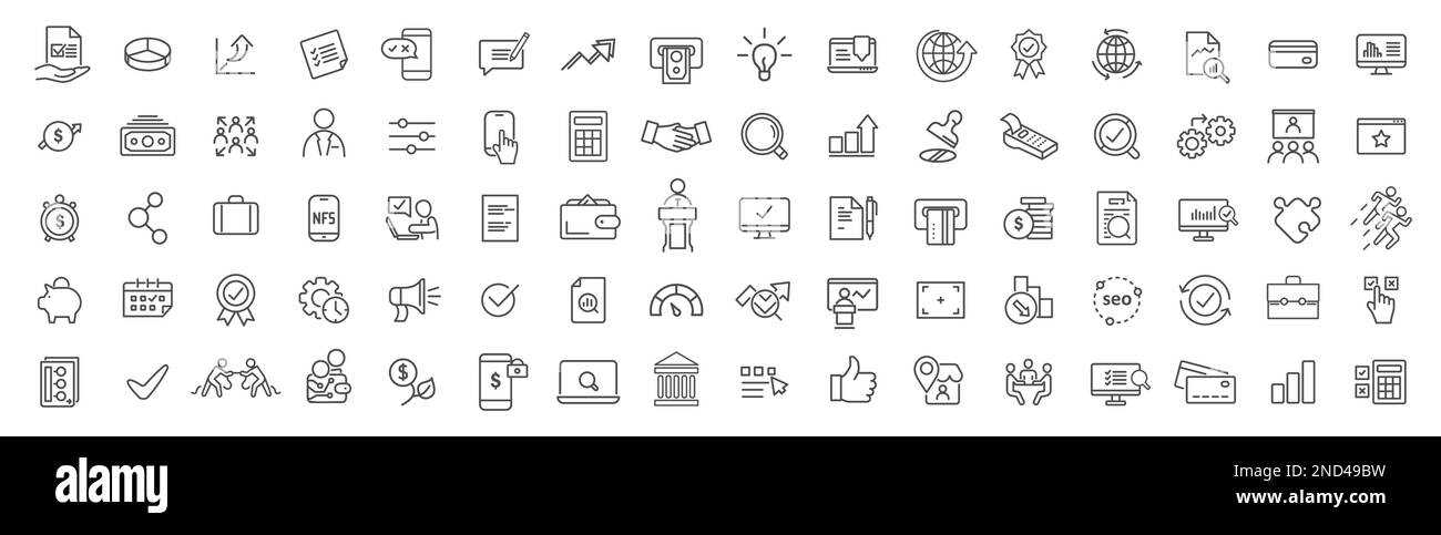 Business and finance line icons collection. Big UI icon set. Thin outline icons pack. Vector ...