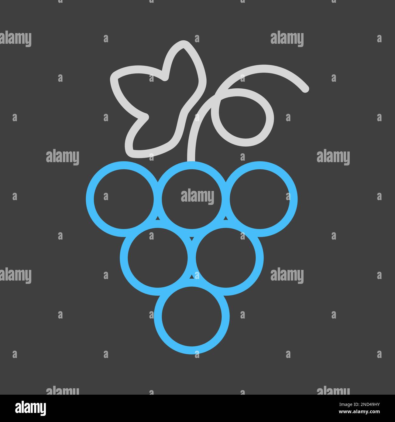 Bunch of grapes with leaf vector on dark background icon. Graph symbol ...