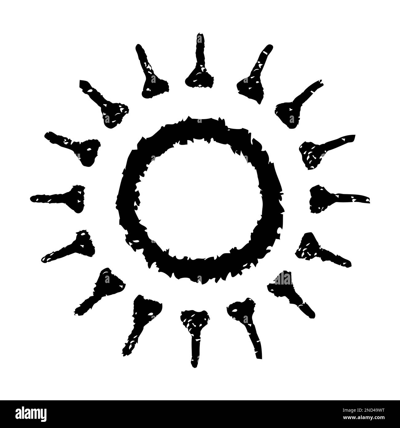 Hand painted sun symbol, hand drawn with crayon Stock Vector Image ...
