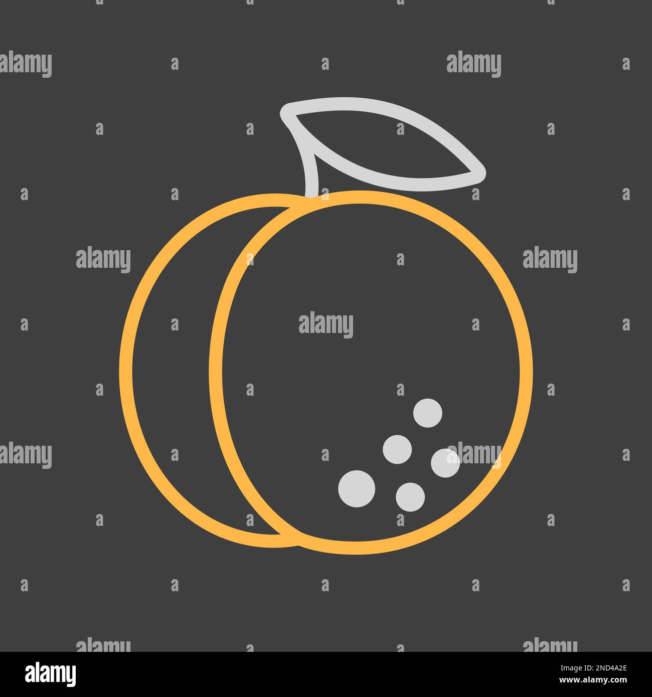 Peach vector on dark background icon. Graph symbol for food and drinks ...