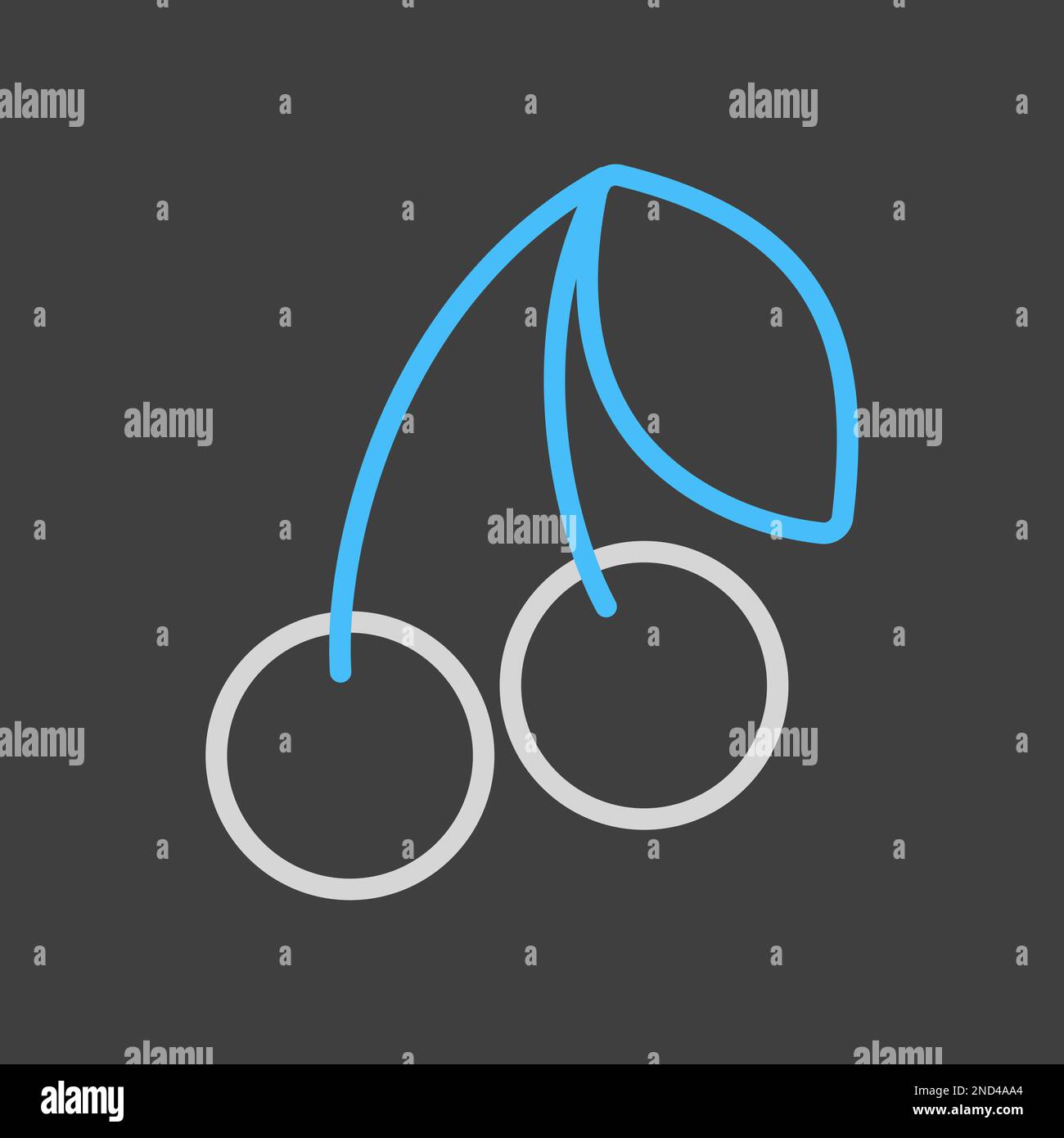 Cherry vector on dark background icon. Graph symbol for food and drinks ...