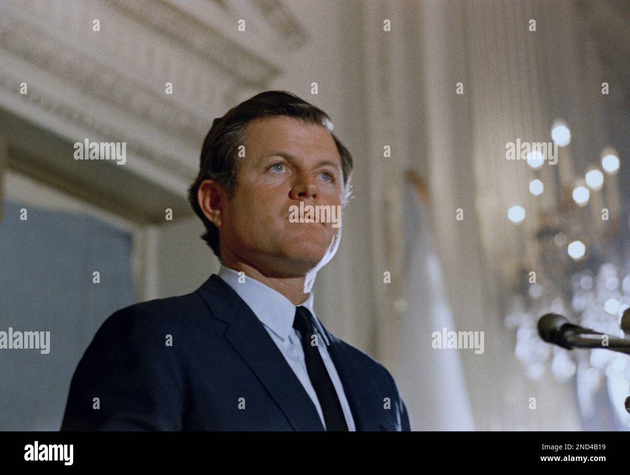 Sen. Edward Kennedy speaking to ad club in Boston on May 1, 1970. (A ...