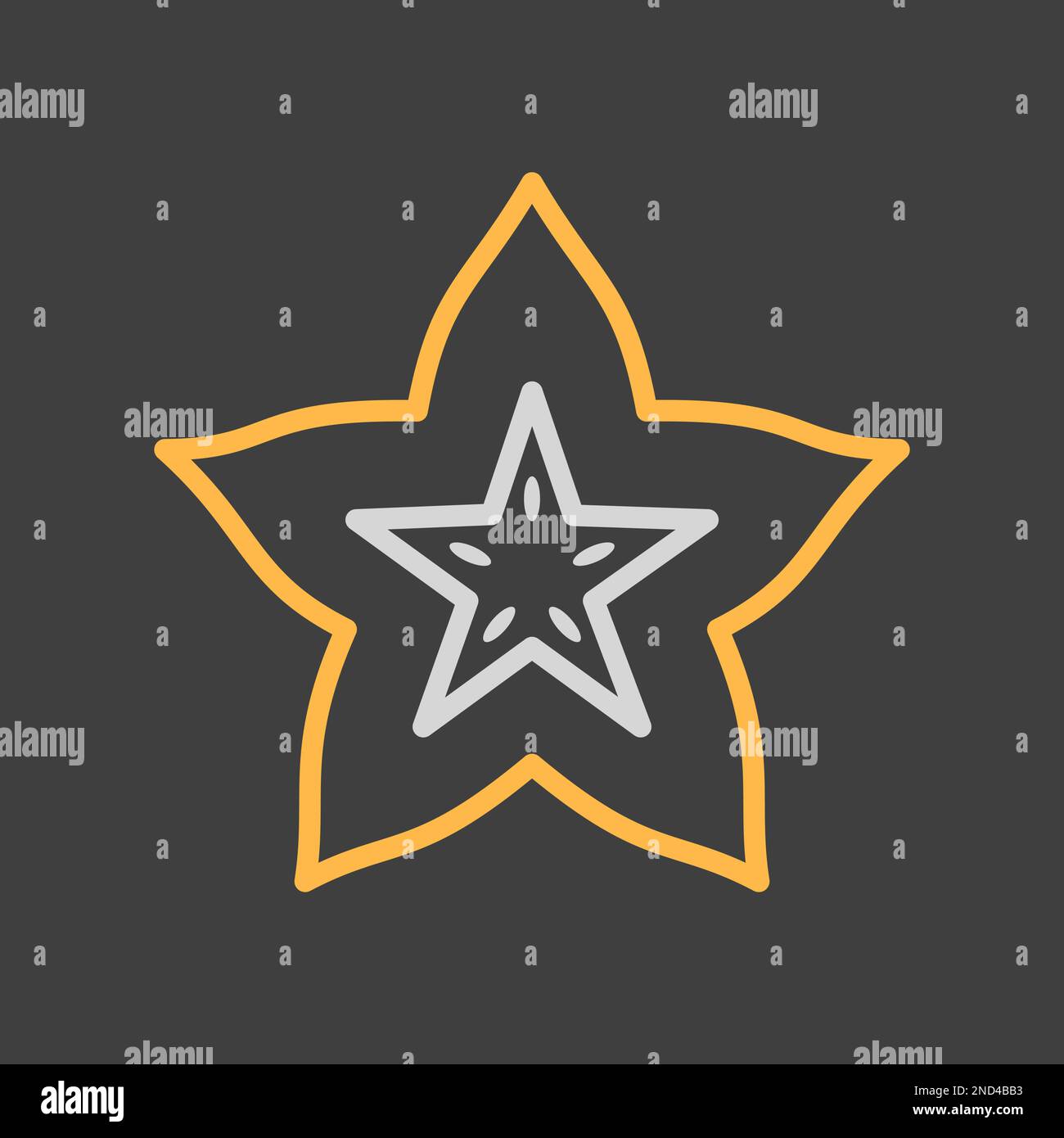 Carom, Carambola, Starfruit vector on dark background icon. Graph ...