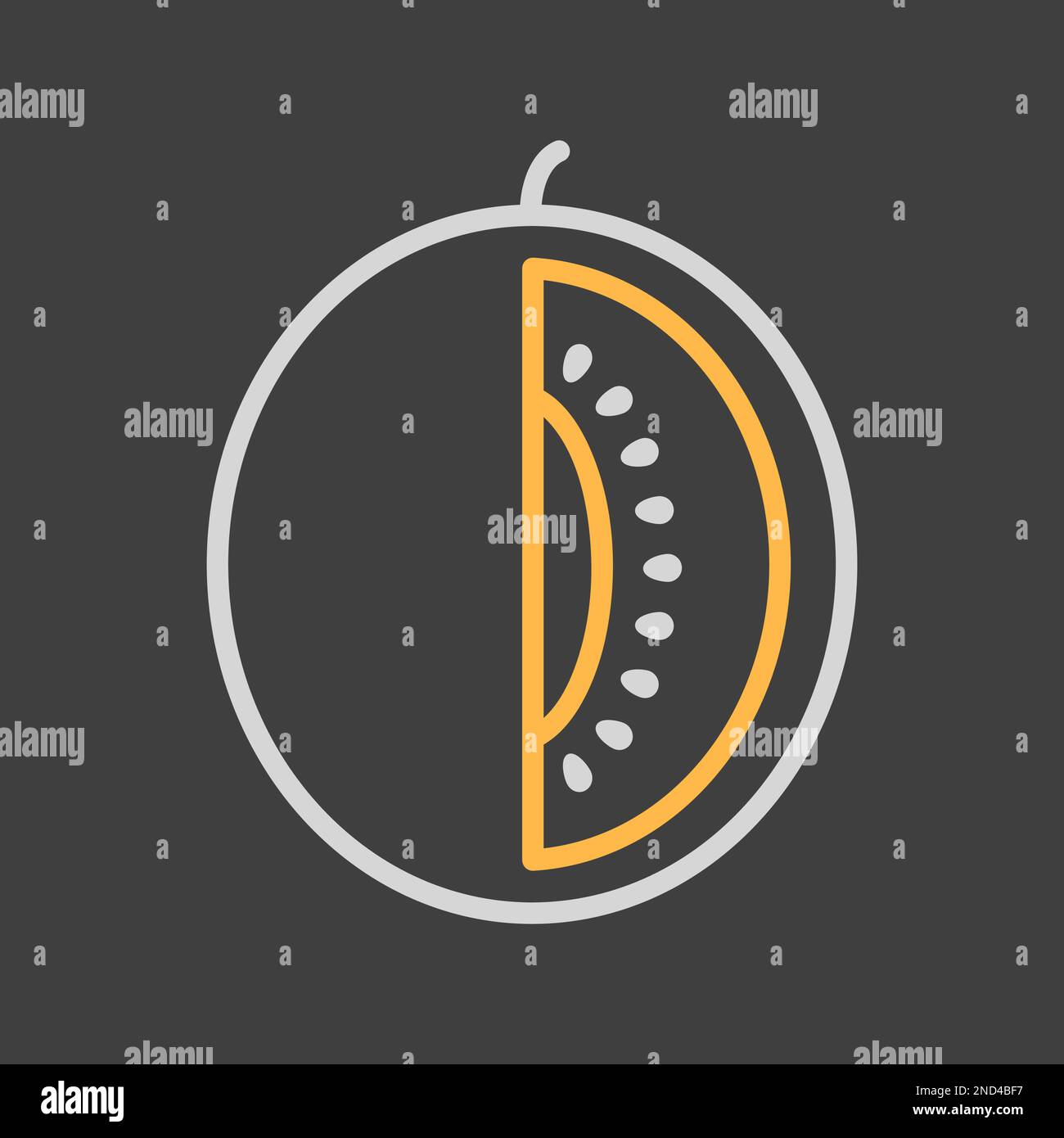 Melon vector on dark background icon. Graph symbol for food and drinks ...