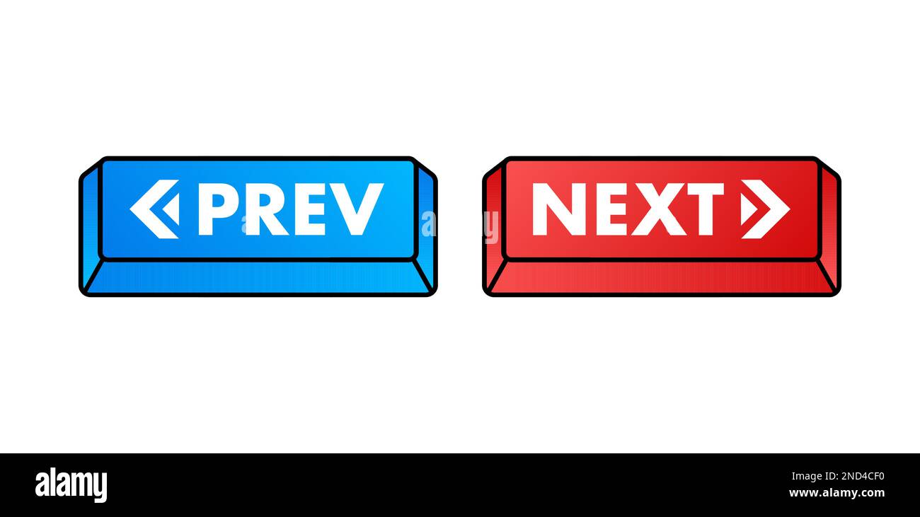Prev, next label. Next and previous button. Web buttons. Vector stock ...