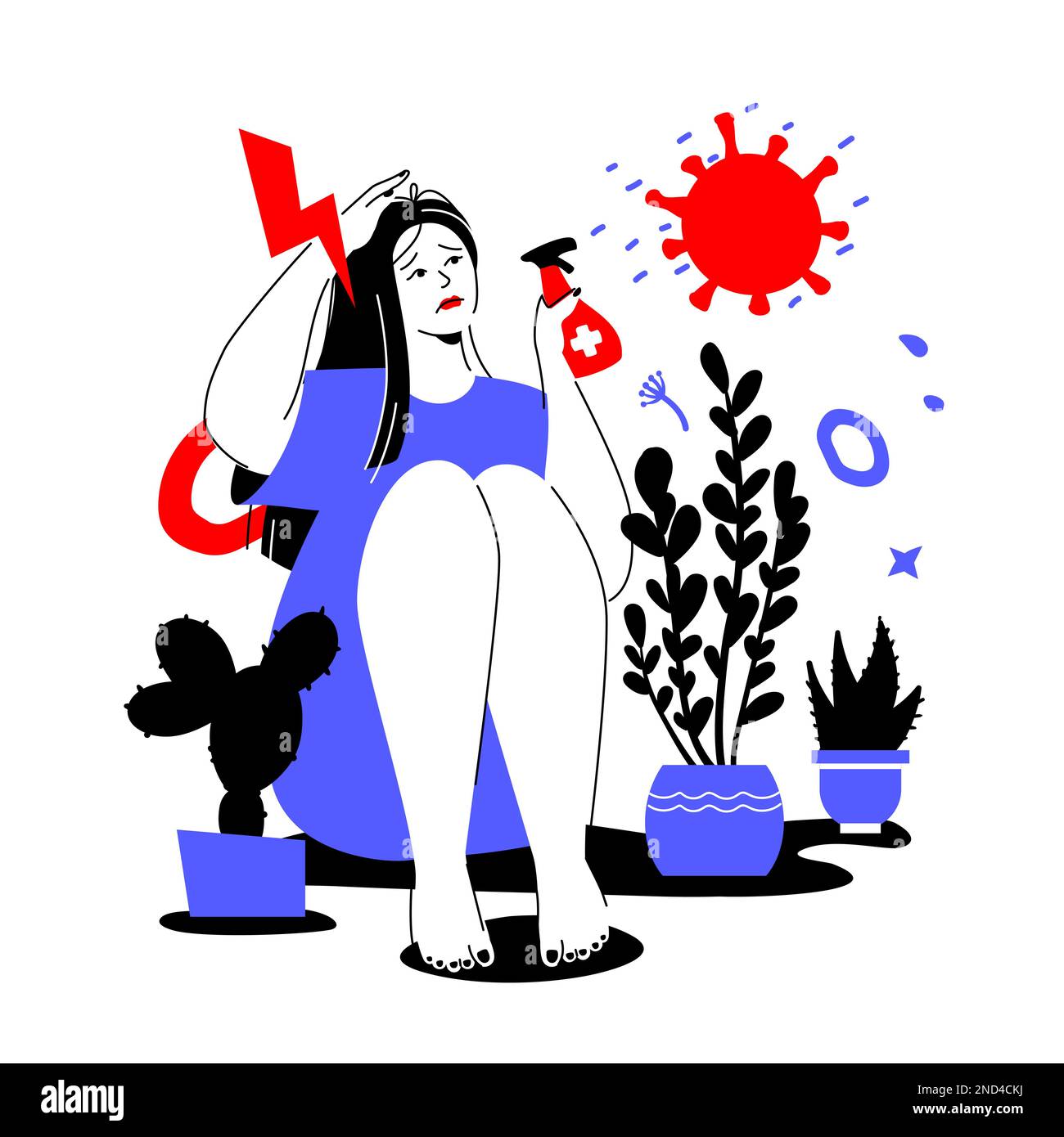 Anxiety due to viruses - colorful flat design style illustration Stock ...