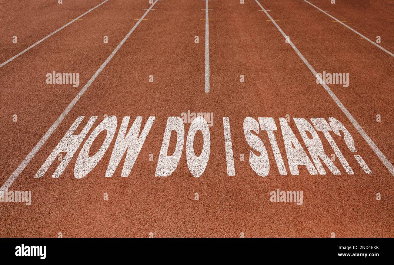 How Do I Start written on running track, New Concept on running track text in white color Stock ...