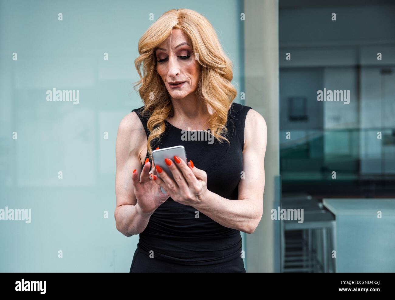 Transgender business woman lifestyle moments in downtown, Los angeles ...