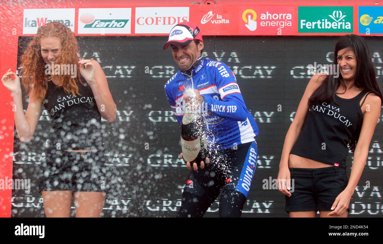 Spain's Carlos Barredo Llamazales from Quick Step celebrates on the ...