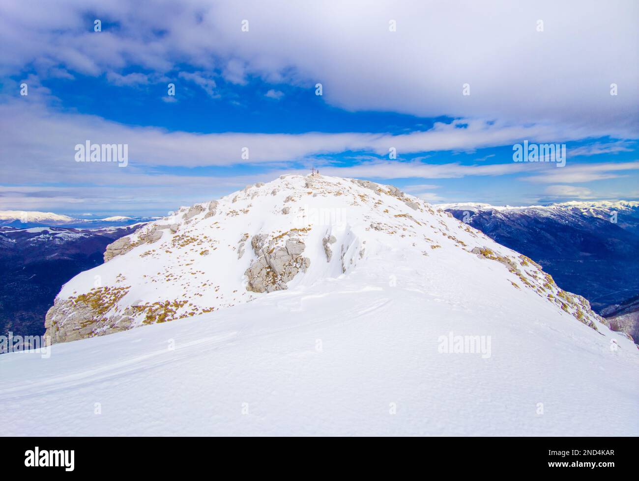 Pizzo Deta (Italy) - A snow view of the high peak in the Monti Ernici ...