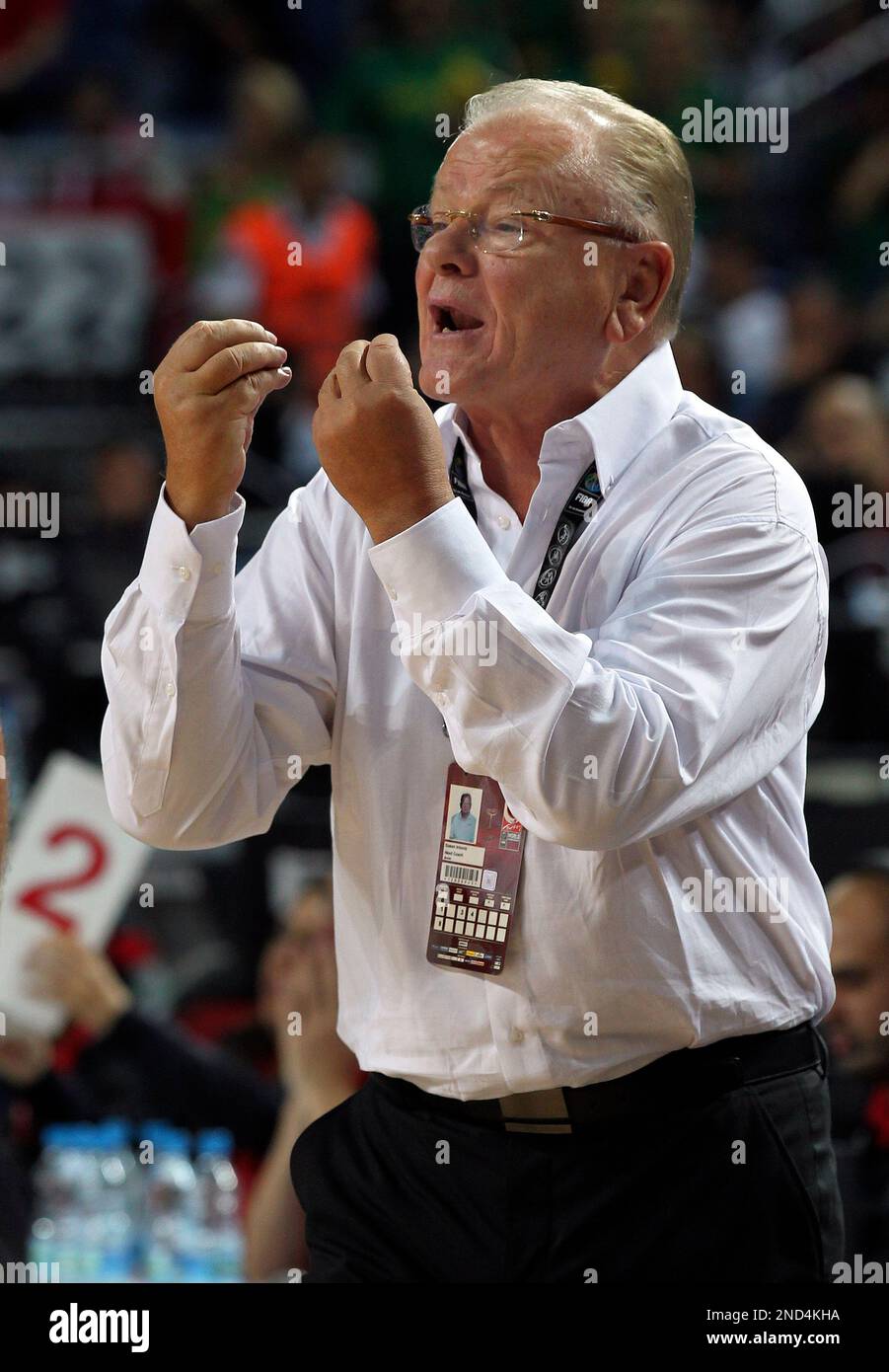 Serbia head coach Dusan Ivkovic reacts during the bronze medal game at ...