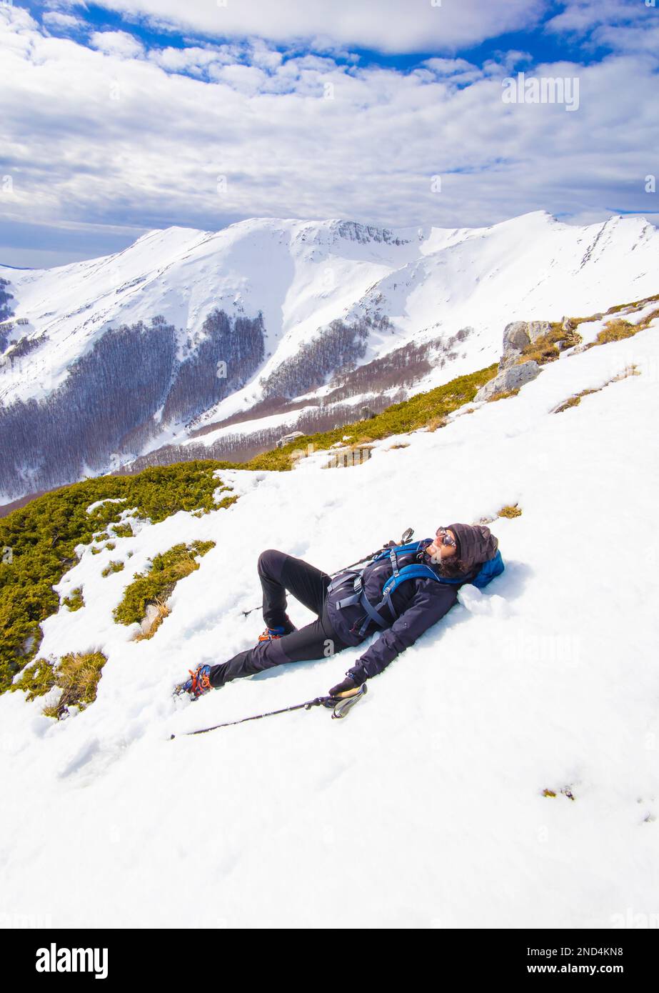 Pizzo Deta (Italy) - A snow view of the high peak in the Monti Ernici ...