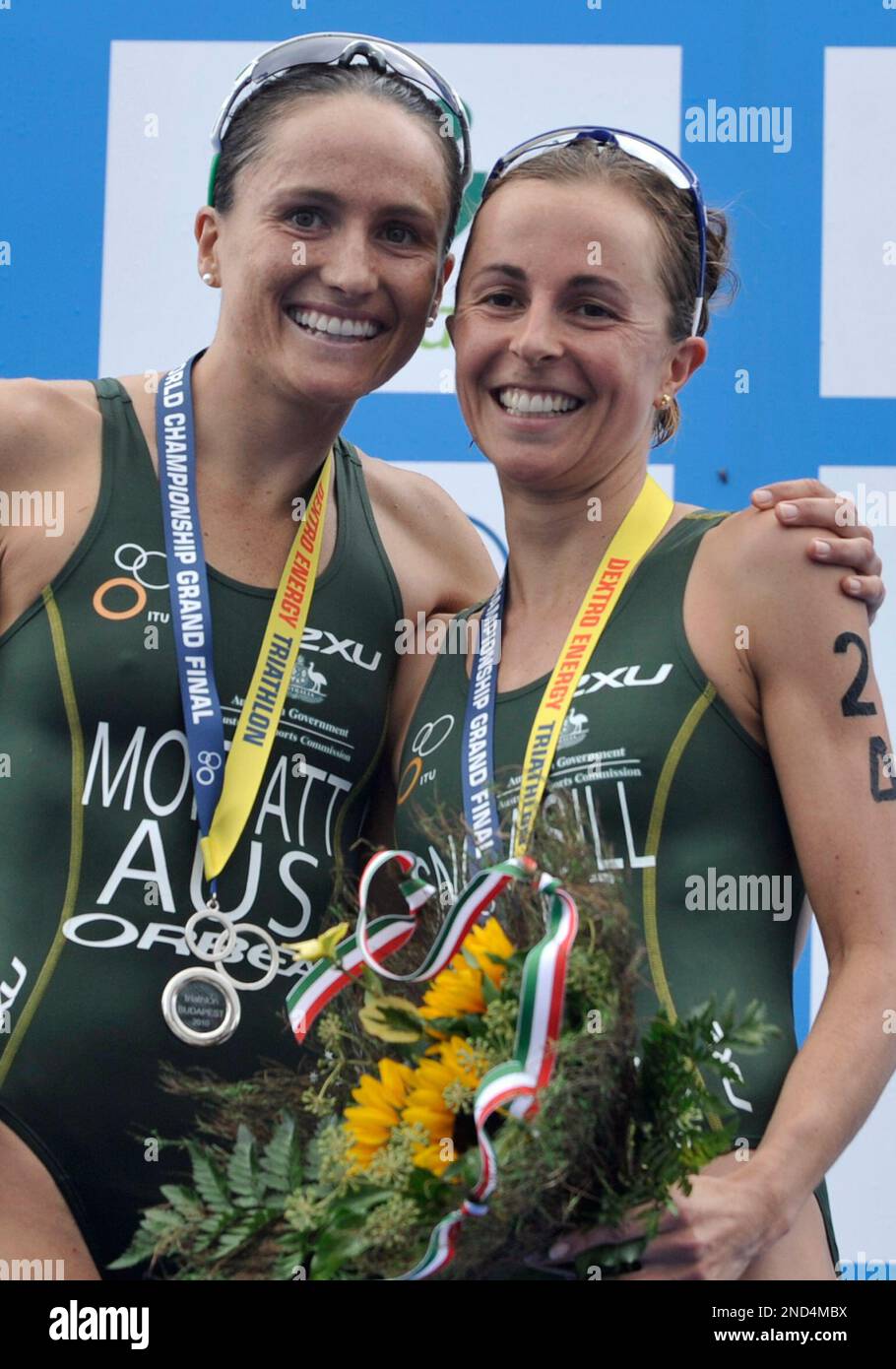Australia's Emma Moffatt, left, and Emma Snowsill, right, are all ...