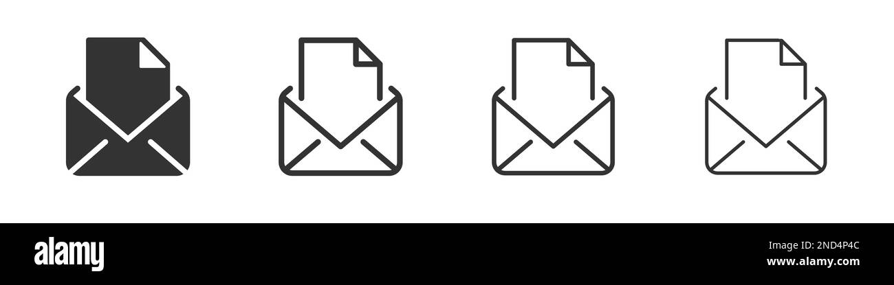Open envelope icons collection in two different styles and different ...