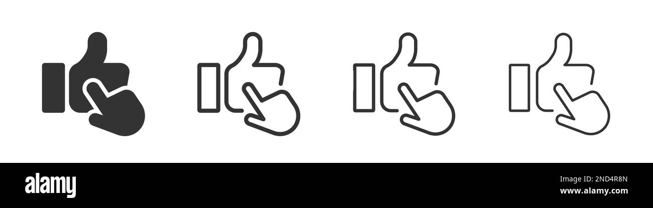 Thumbs up click icons collection in two different styles and different ...