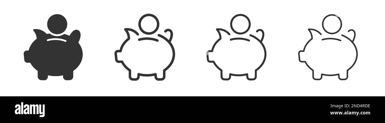 Piggy bank icons collection in two different styles and different ...