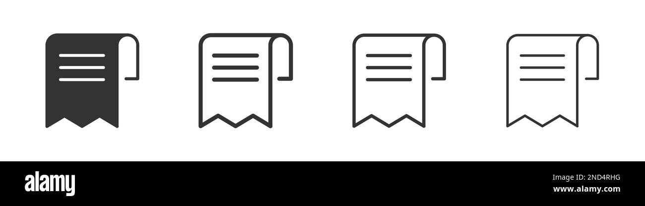 Bill icons collection in two different styles and different stroke ...