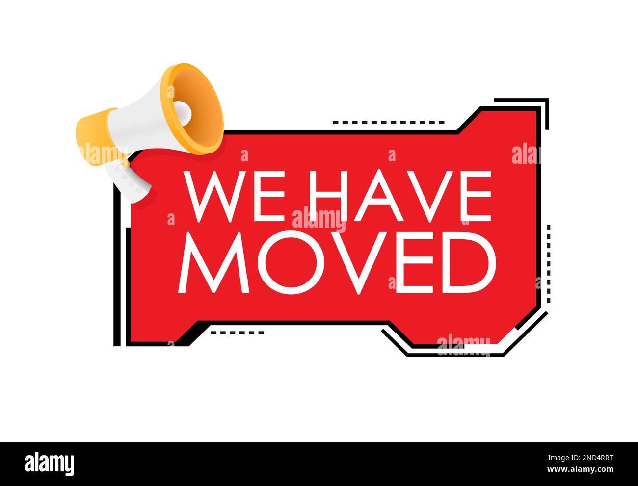 Hand holding megaphone - We have moved. Vector stock illustration Stock ...