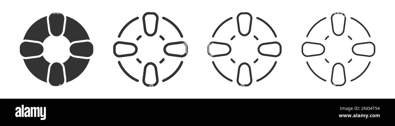 Lifebuoy icons collection in two different styles and different stroke. Vector illustration ...