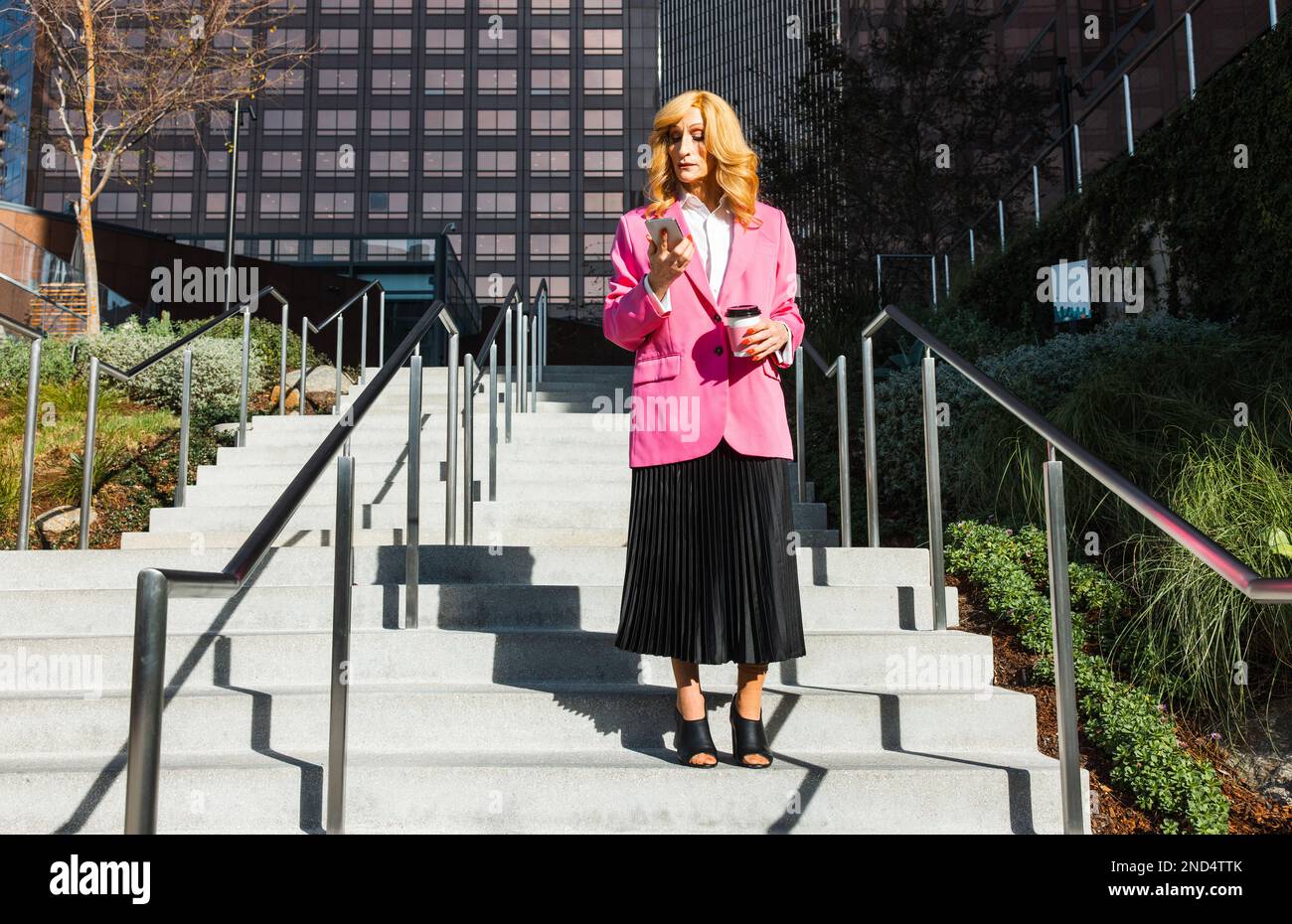 Transgender business woman lifestyle moments in downtown, Los angeles ...