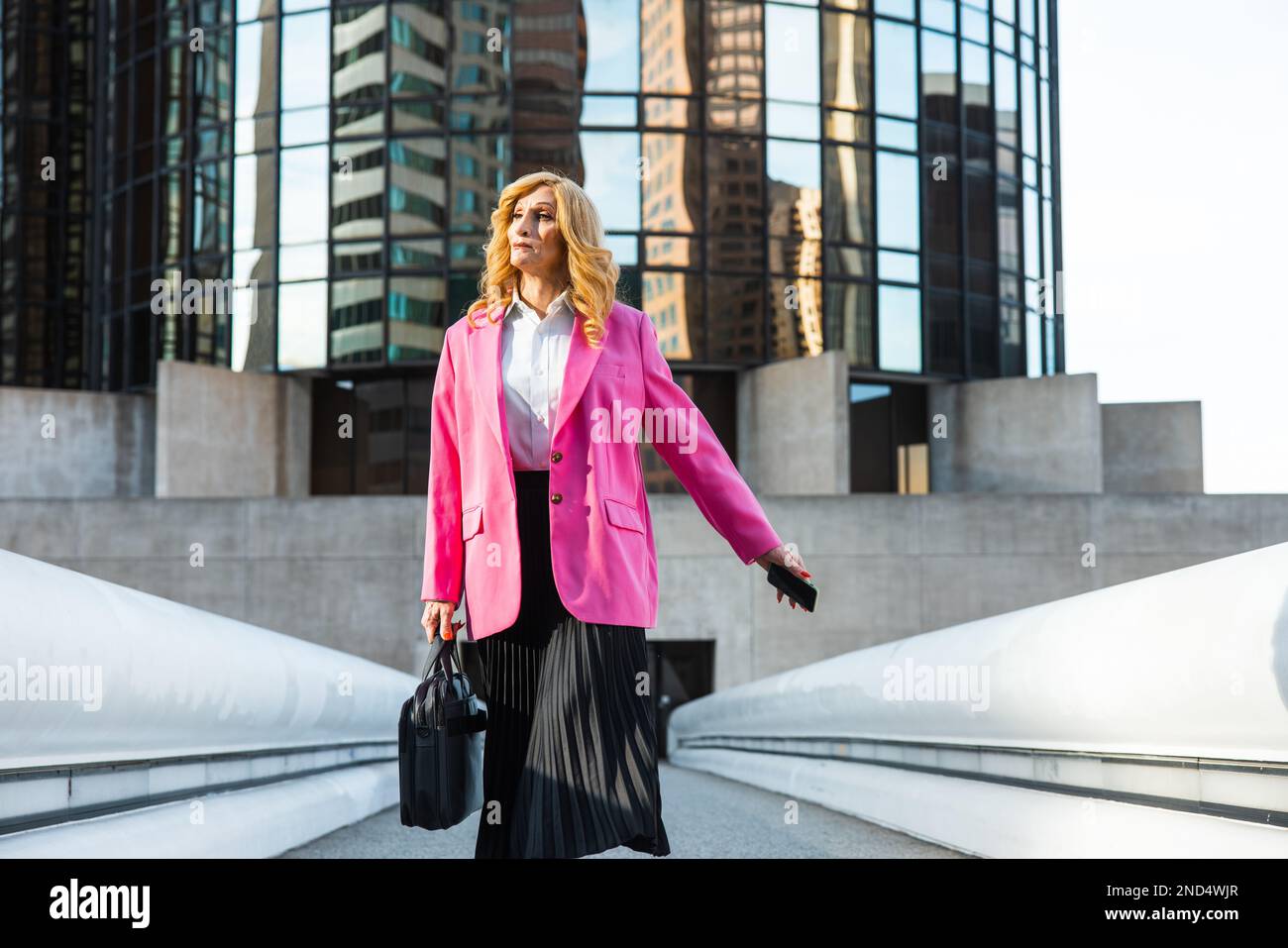 Transgender business woman lifestyle moments in downtown, Los angeles ...