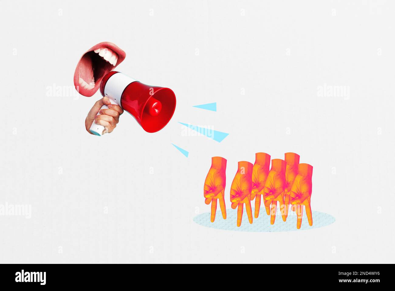 Composite collage image of yelling talking mouth scream loudspeaker ...