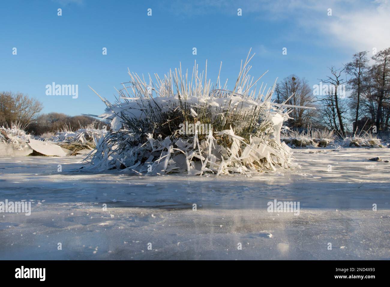 collapsed ice, field flooded and then froze, water drained away leaving ...