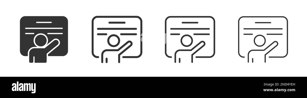 Presentation icons collection in two different styles and different stroke. Vector illustration ...