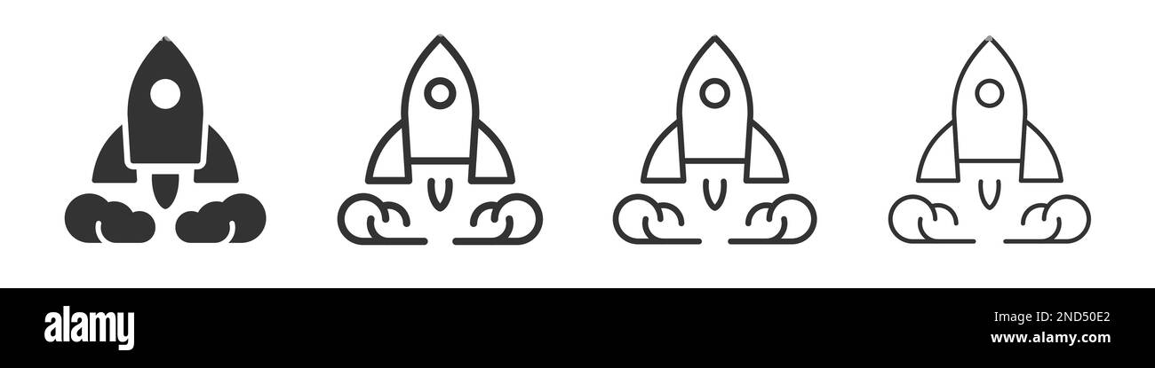 Rocket ship icons collection in two different styles and different ...