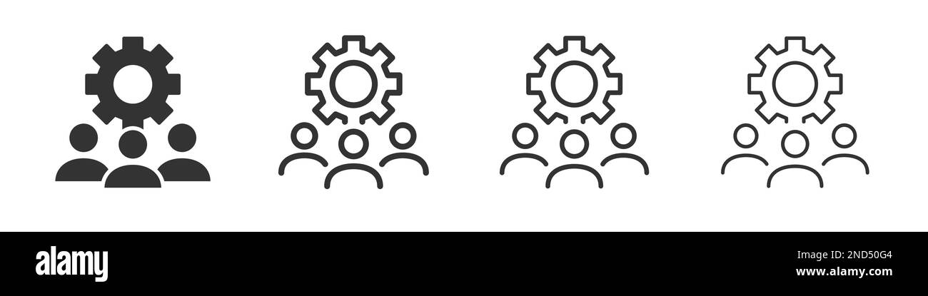 Management gear icons collection in two different styles and different ...