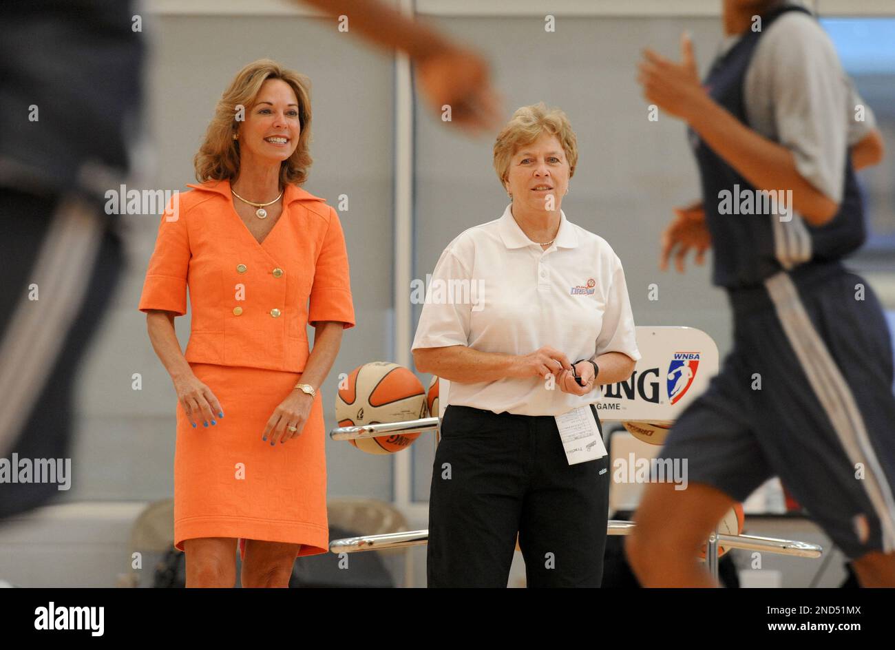 Atlanta Dream owner Kathy Betty, left, watches her team practice with ...