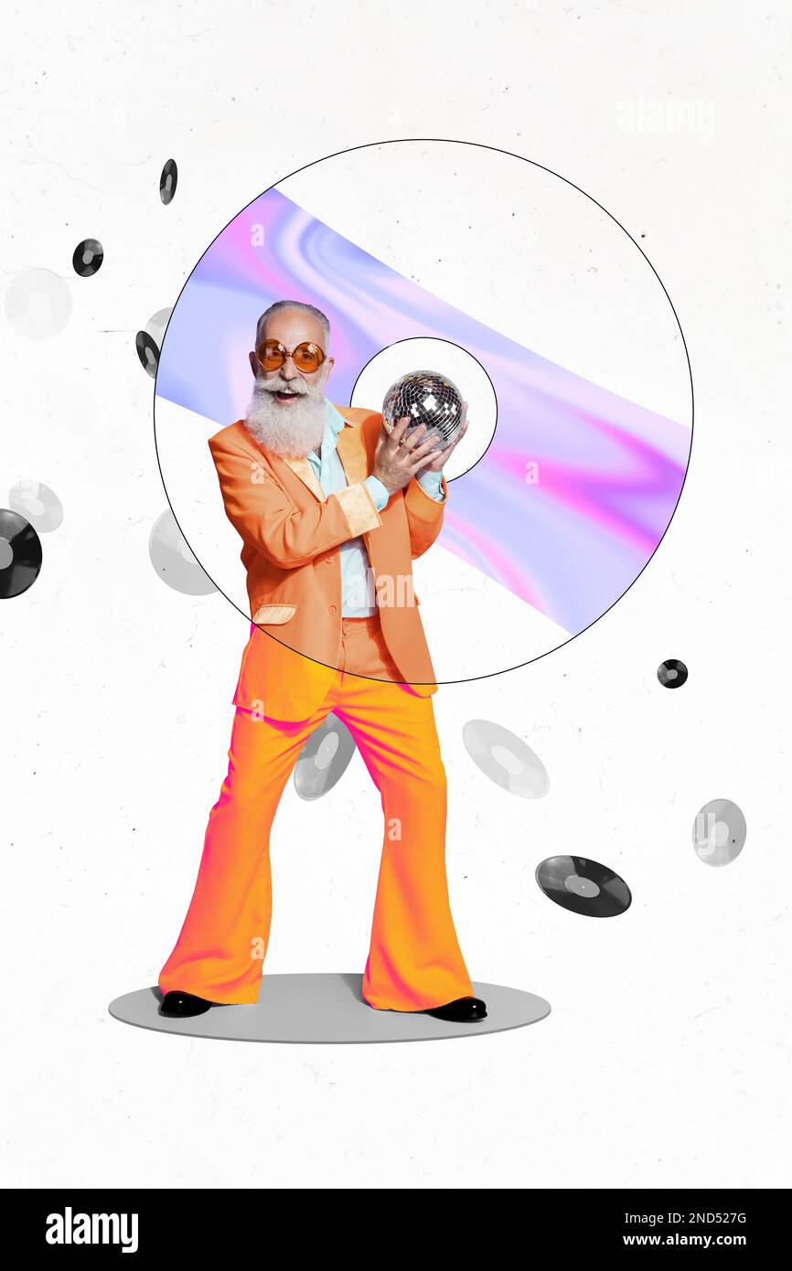 Vertical collage shake disco ball party event celebrate have fun ...