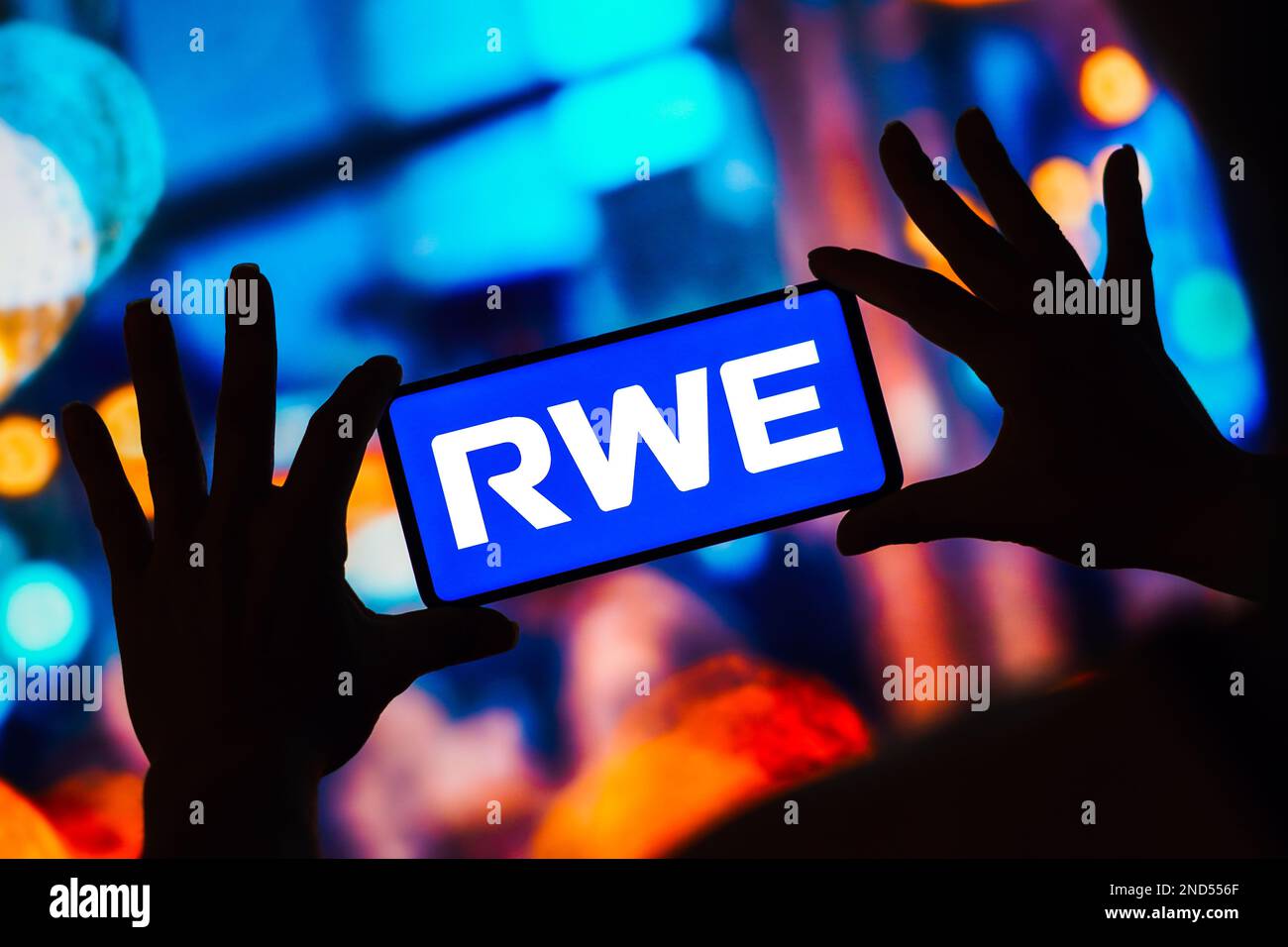 In this photo illustration, the RWE Aktiengesellschaft logo is seen ...