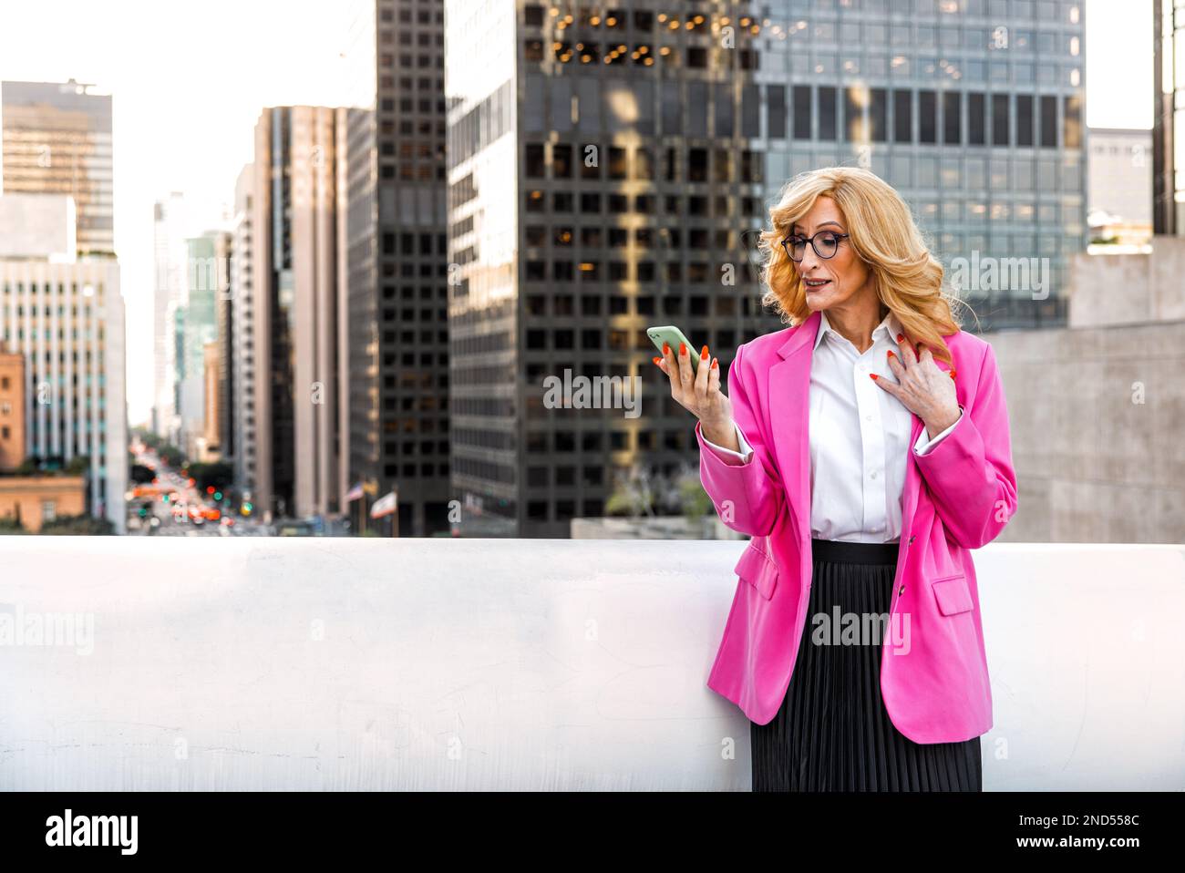 Transgender business woman lifestyle moments in downtown, Los angeles ...