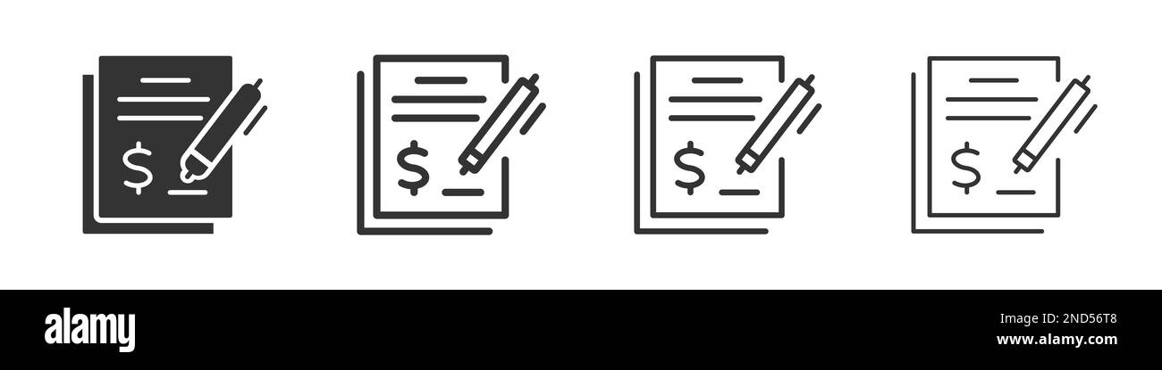Invoice icons collection in two different styles and different stroke ...