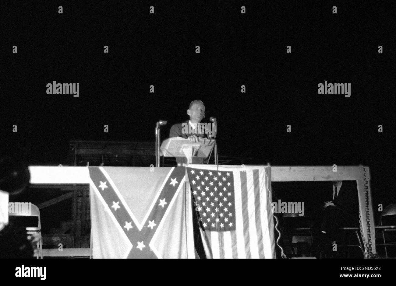 Robert Shelton KKK leader speaking to group at McComb May 30, 1964. (AP ...