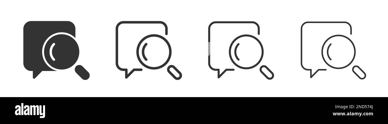 Speech bubble search icons collection in two different styles and ...