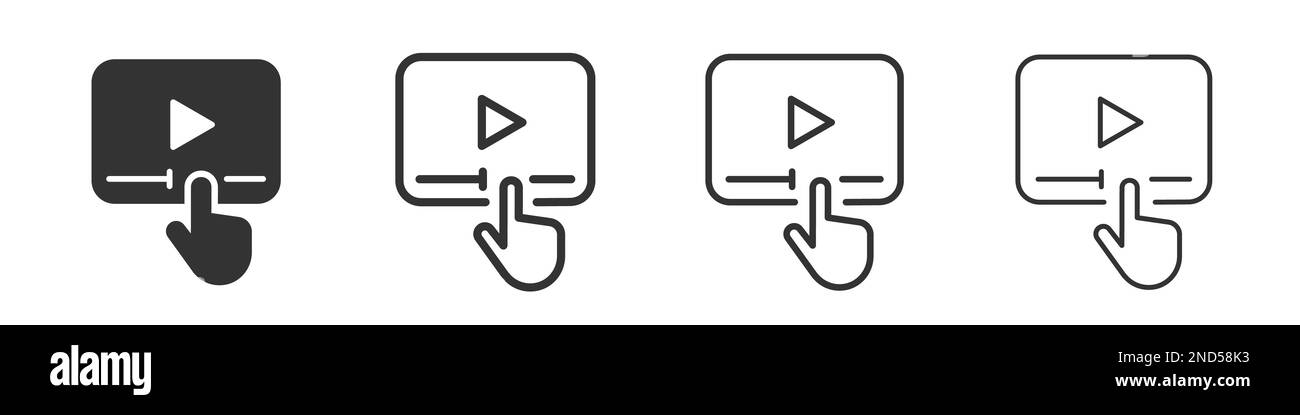 Video click icons collection in two different styles and different ...