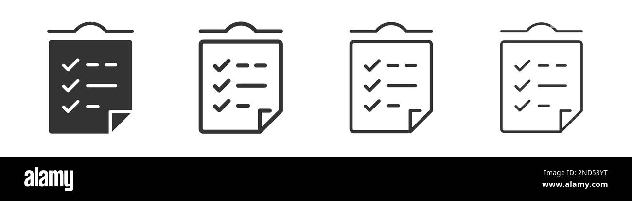 Checklist icons collection in two different styles and different stroke ...