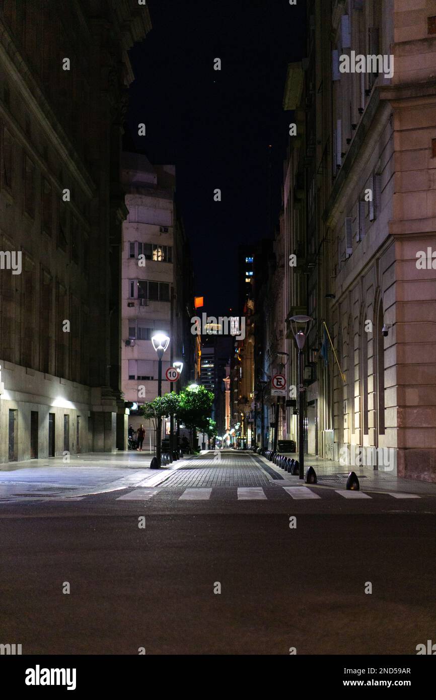 Street and architecture at night, Buenos Aires Stock Photo - Alamy