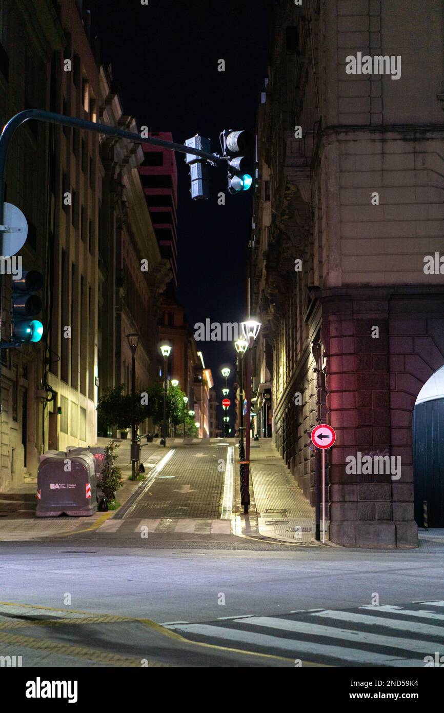 Street and architecture at night, Buenos Aires Stock Photo - Alamy