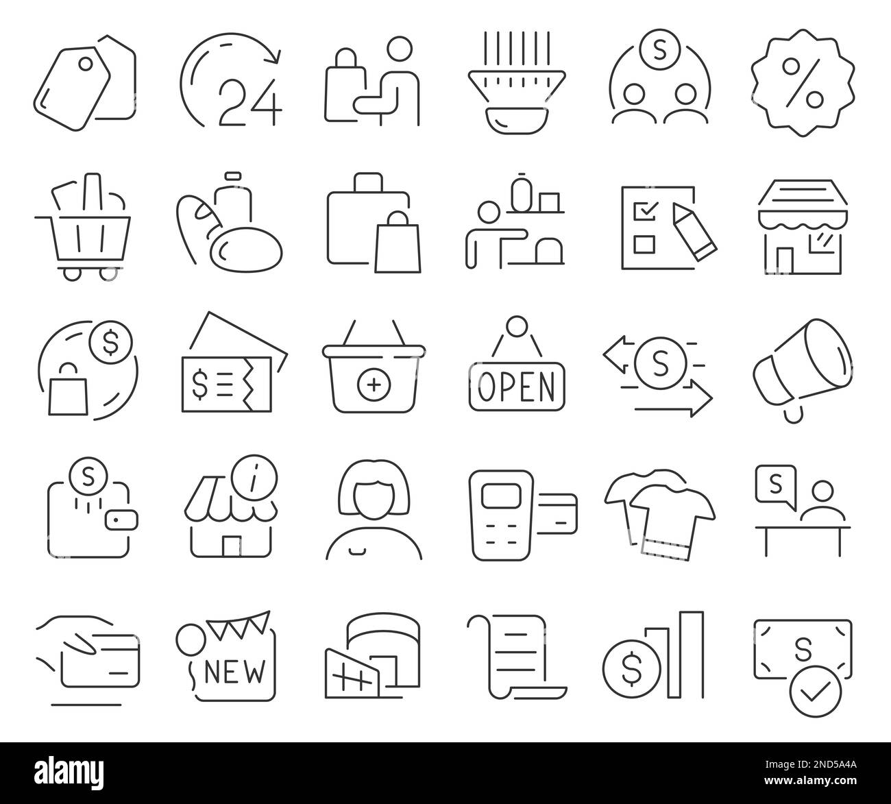 Shopping and store line icons collection. Thin outline icons pack ...