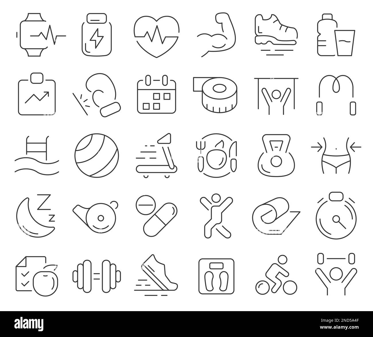 Fitness and GYM line icons collection. Thin outline icons pack. Vector illustration eps10 Stock ...