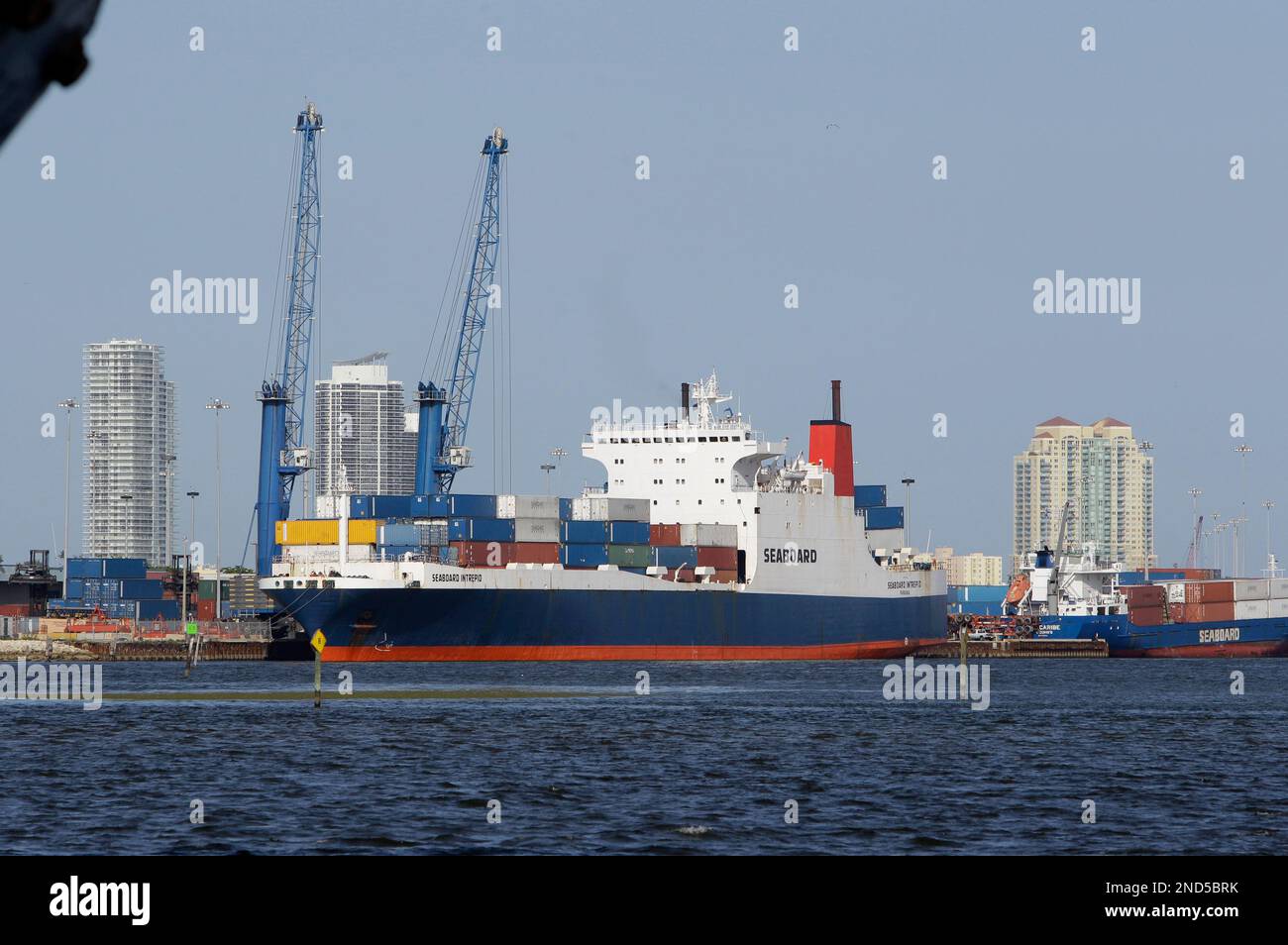 In this photo taken Wednesday, Aug.11, 2010 a freighter sits at the Port of Miami in Miami. (AP ...