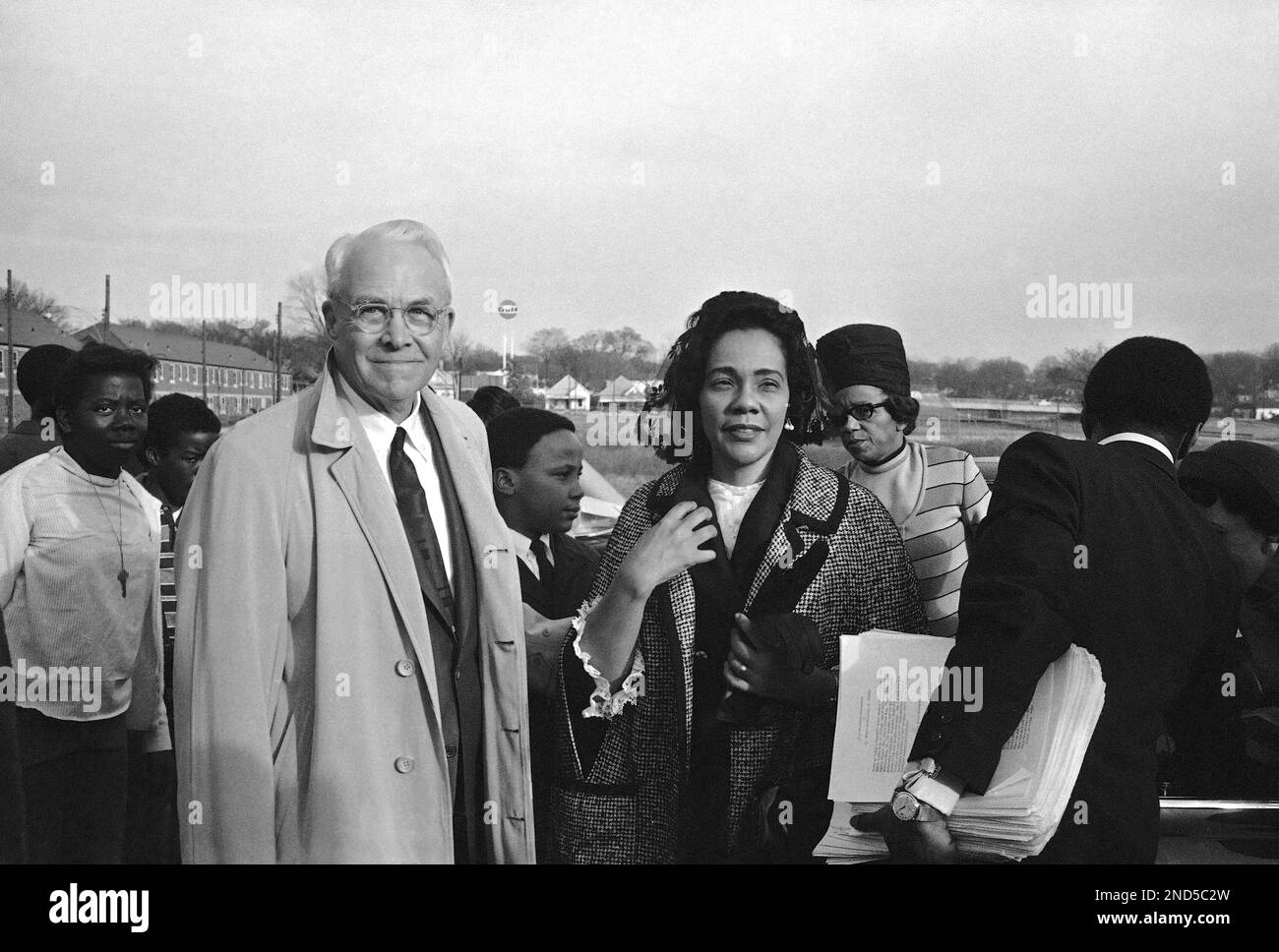 Mrs. Coretta Scott King, widow of Martin Luther King Jr., is with ...