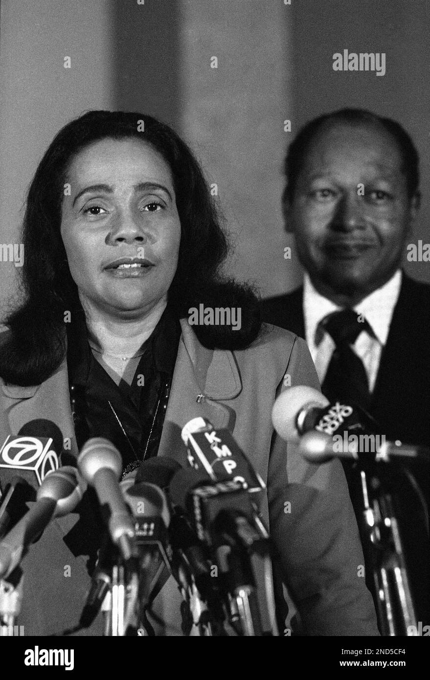 Coretta Scott King speaking Oct. 17, 1980. (AP Photo/Richard Drew Stock ...