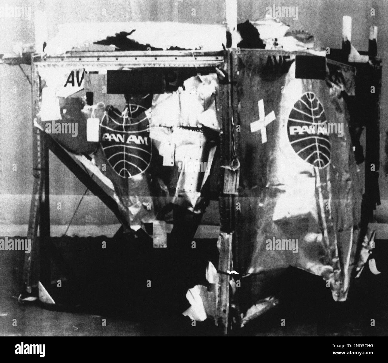 This is a composite photo of the baggage container which investigators ...
