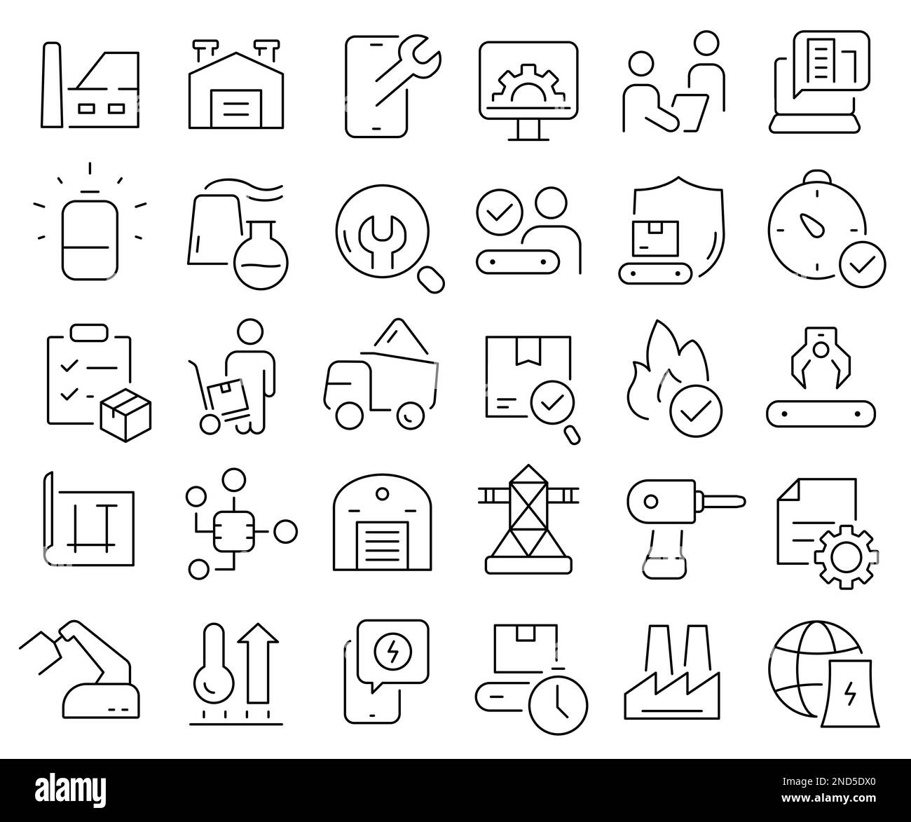 Industry line icons collection. Thin outline icons pack. Vector ...