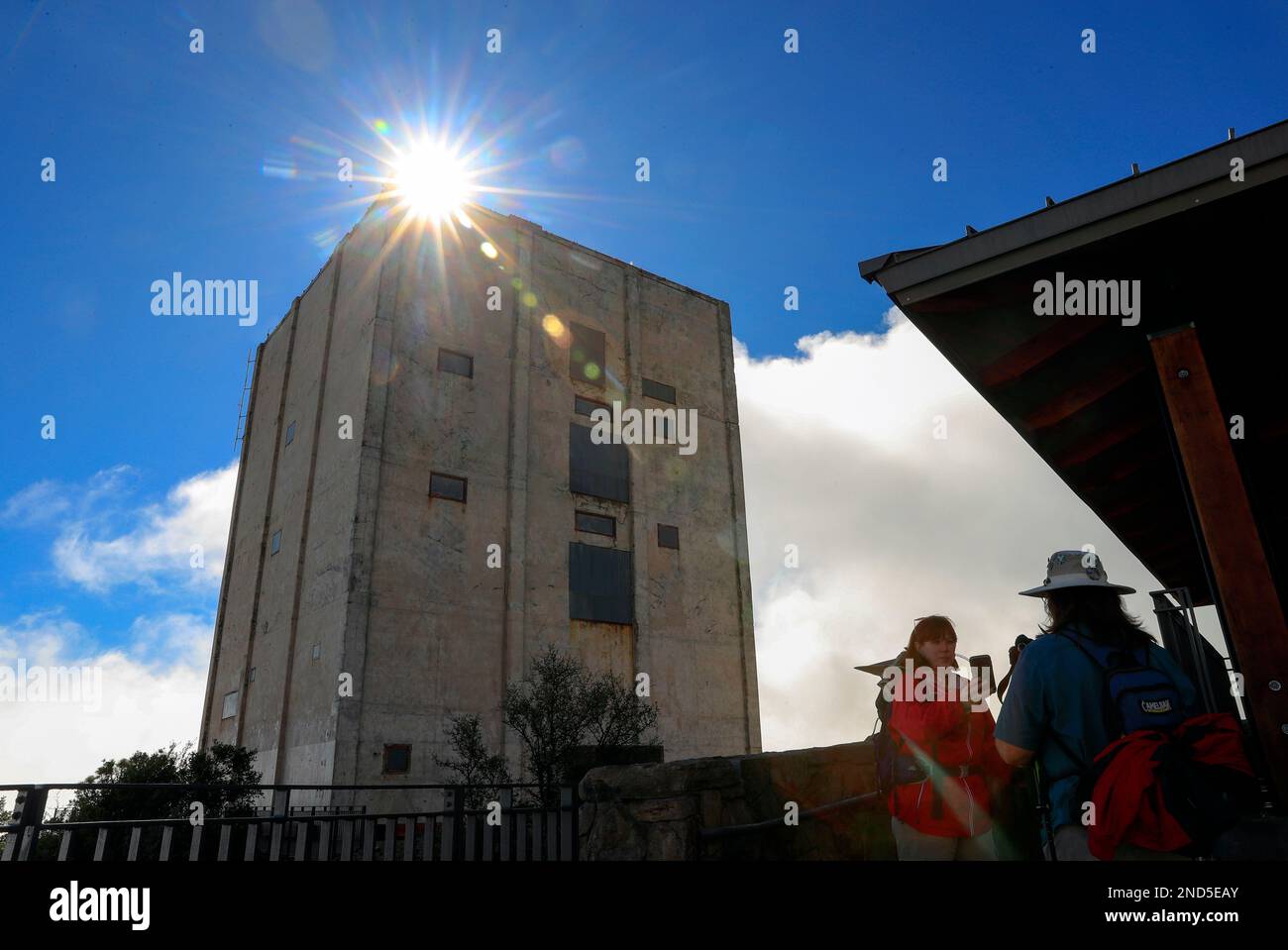 The eight story tall Air force radar tower was once a concrete base ...